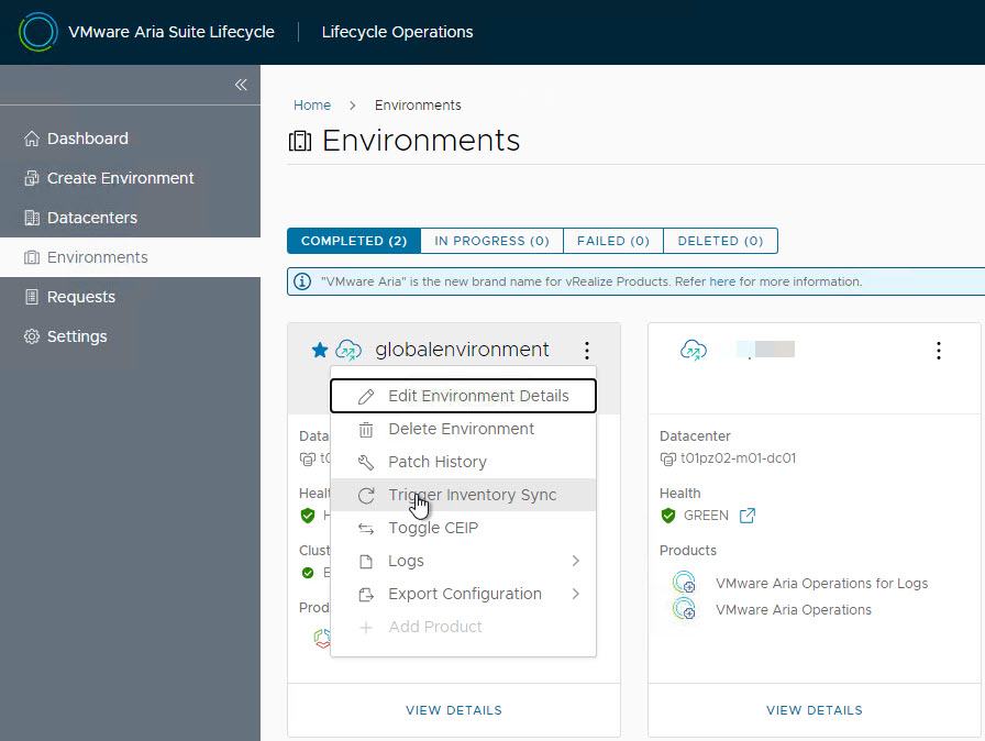 » Upgrading VMware Aria Suite Lifecycle