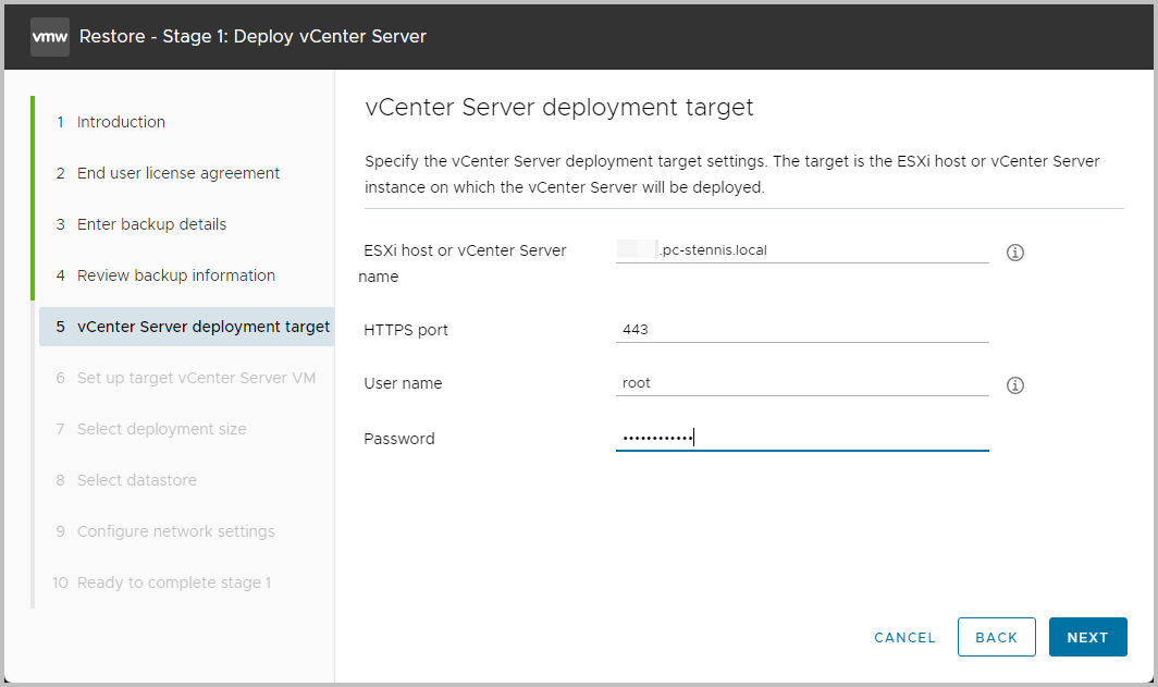 » Restore your file-based vCenter backup using the vCenter Server ...