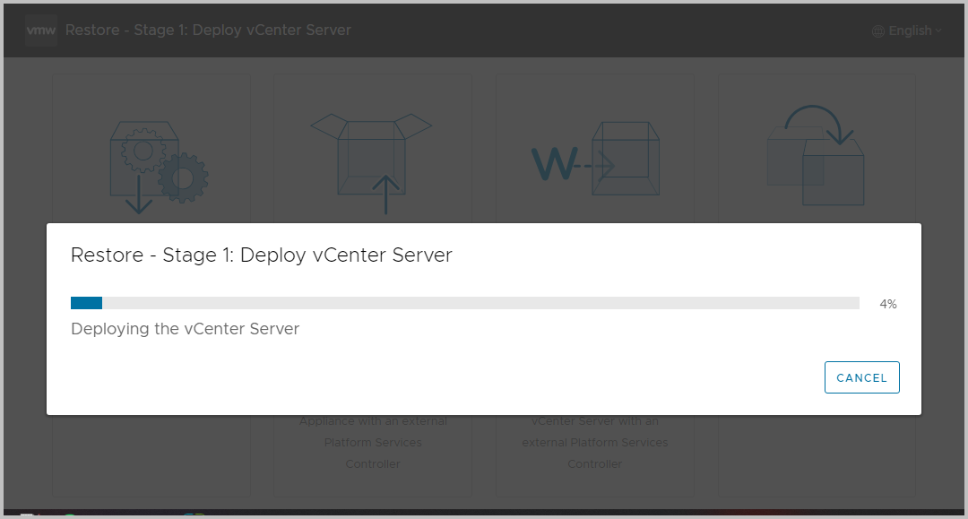 » Restore your file-based vCenter backup using the vCenter Server Appliance ISO