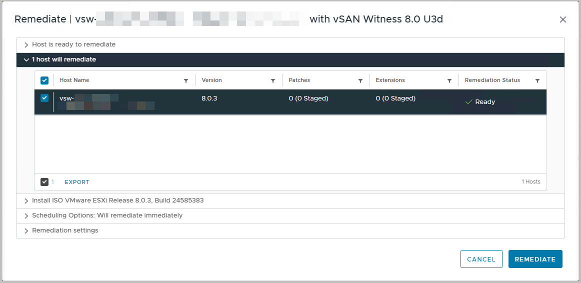 » vSAN Stretched Clusters : Update vSAN Witness Hosts